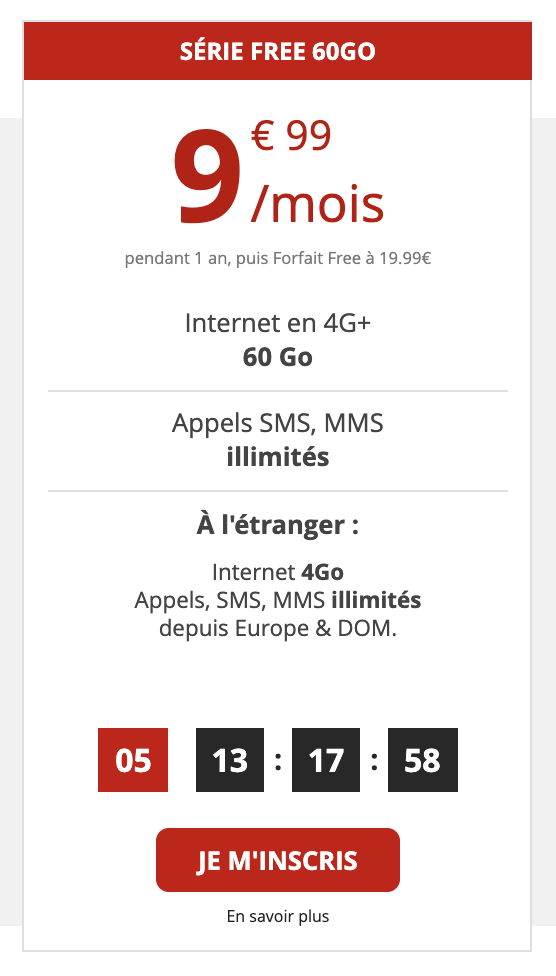 Free Mobile augmente la data de son forfait "Série Free", le prix reste inchangé
